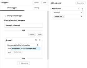 Set event enrollment triggers